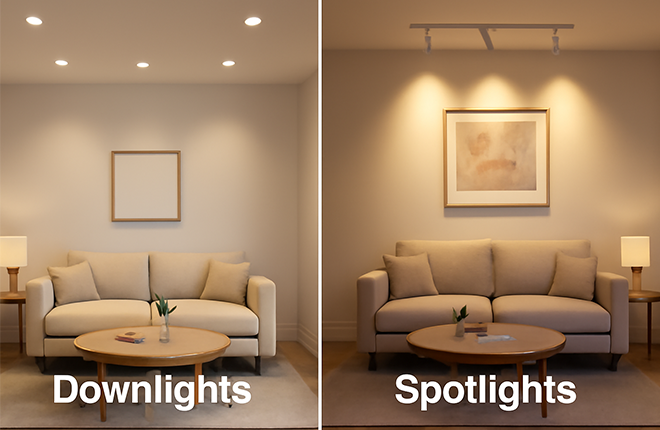 Downlights vs. Spotlights: What’s the Difference